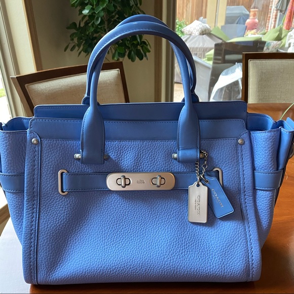 Coach | Bags | Rare Color Coach Pebbled Leather Swagger 27 Periwinkle ...